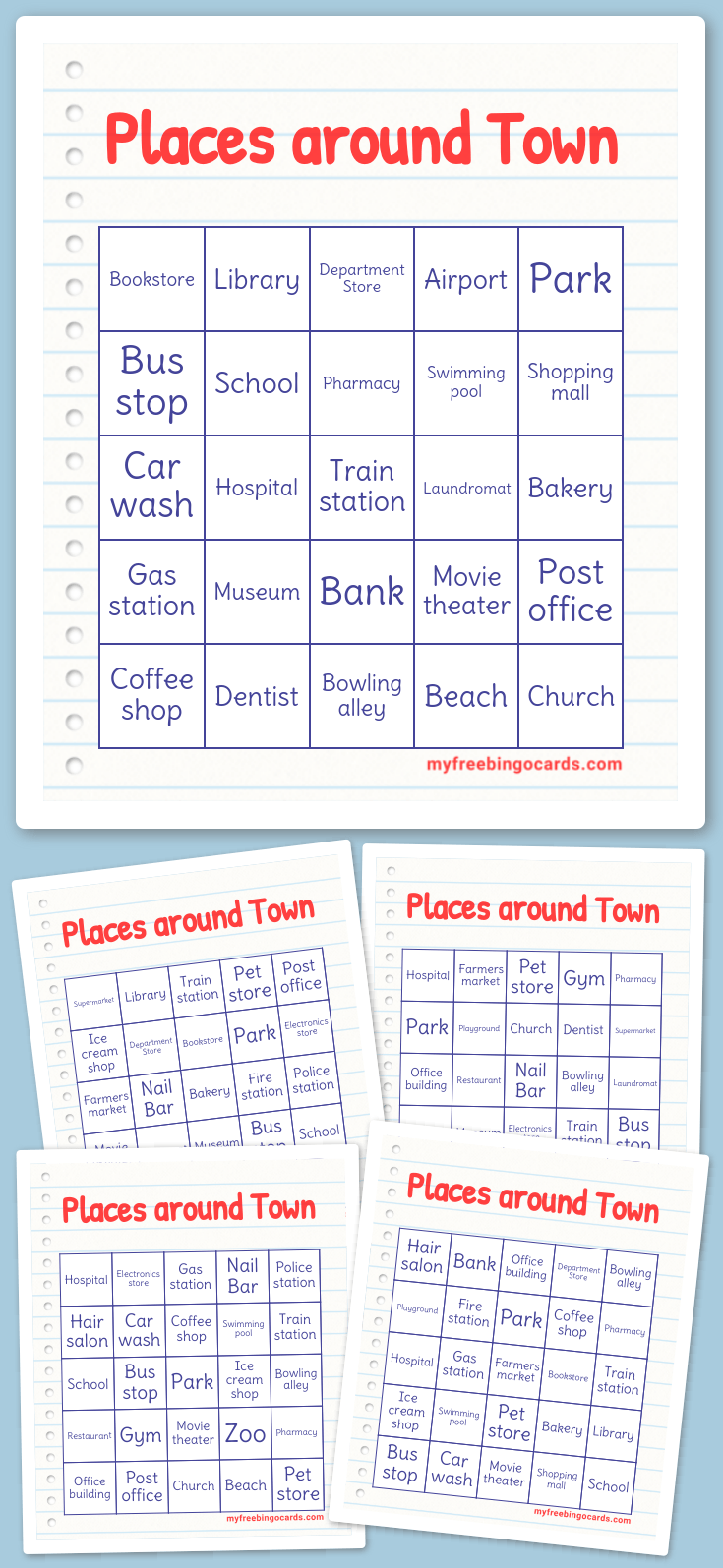 Virtual Places around Town Bingo