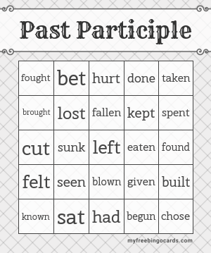 Past Participle Bingo