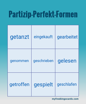 Partizip-Perfekt-Formen Bingo
