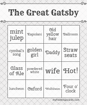 The Great Gatsby Bingo