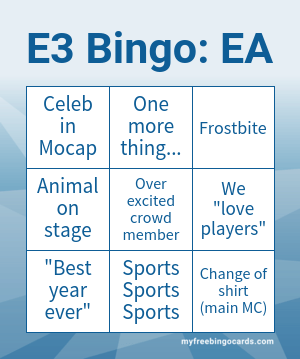 Print 100+ E3 Bingo: EA Cards