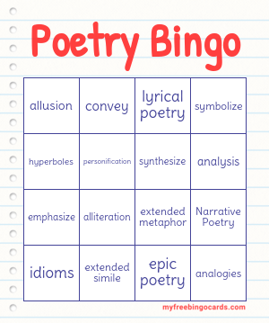 Poetry Bingo