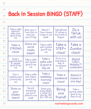 Back in Session BINGO (STAFF)