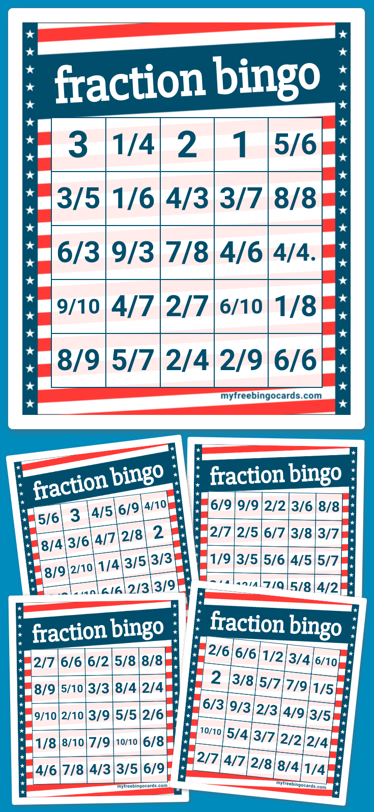 Virtual fraction bingo