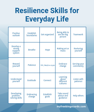 Resilience Skills for Everyday Life Bingo