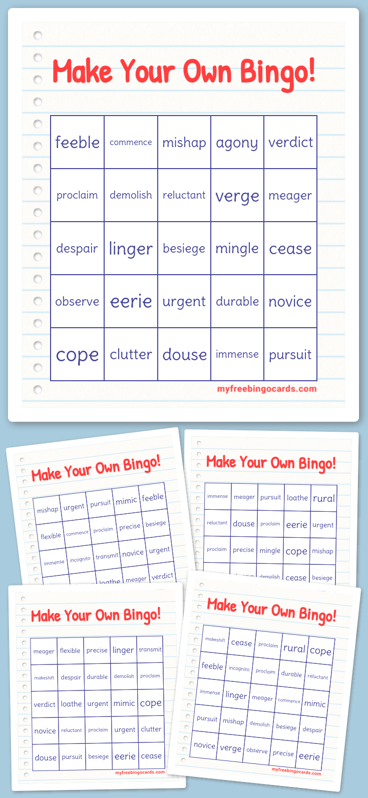 Virtual Make Your Own Bingo!