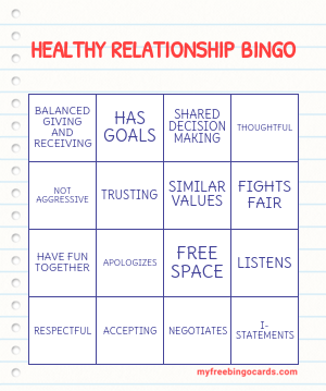 HEALTHY RELATIONSHIP BINGO