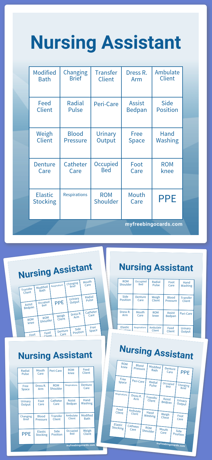 Virtual Nursing Assistant Bingo