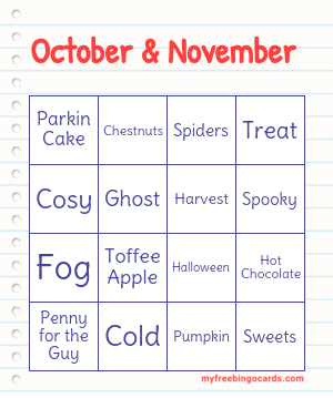 October & November Bingo