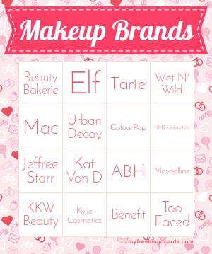 Print 100+ Makeup Brands Bingo Cards