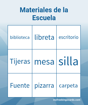 Print 100+ Materiales de la Escuela Bingo Cards