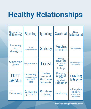 Healthy Relationships Bingo