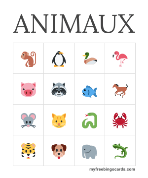 ANIMAUX BINGO