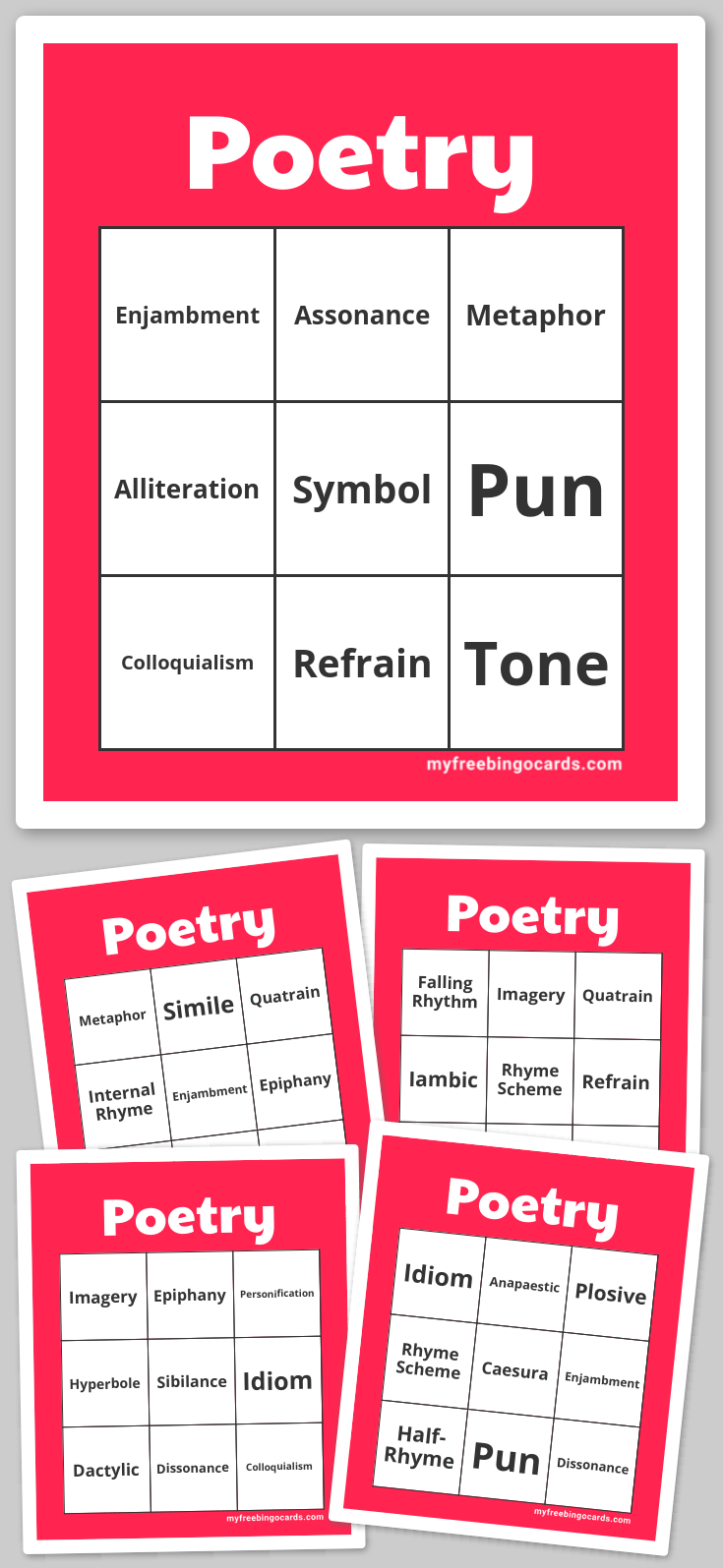 Virtual Poetry Bingo