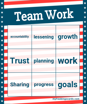 Print 100+ Team Work Bingo Cards