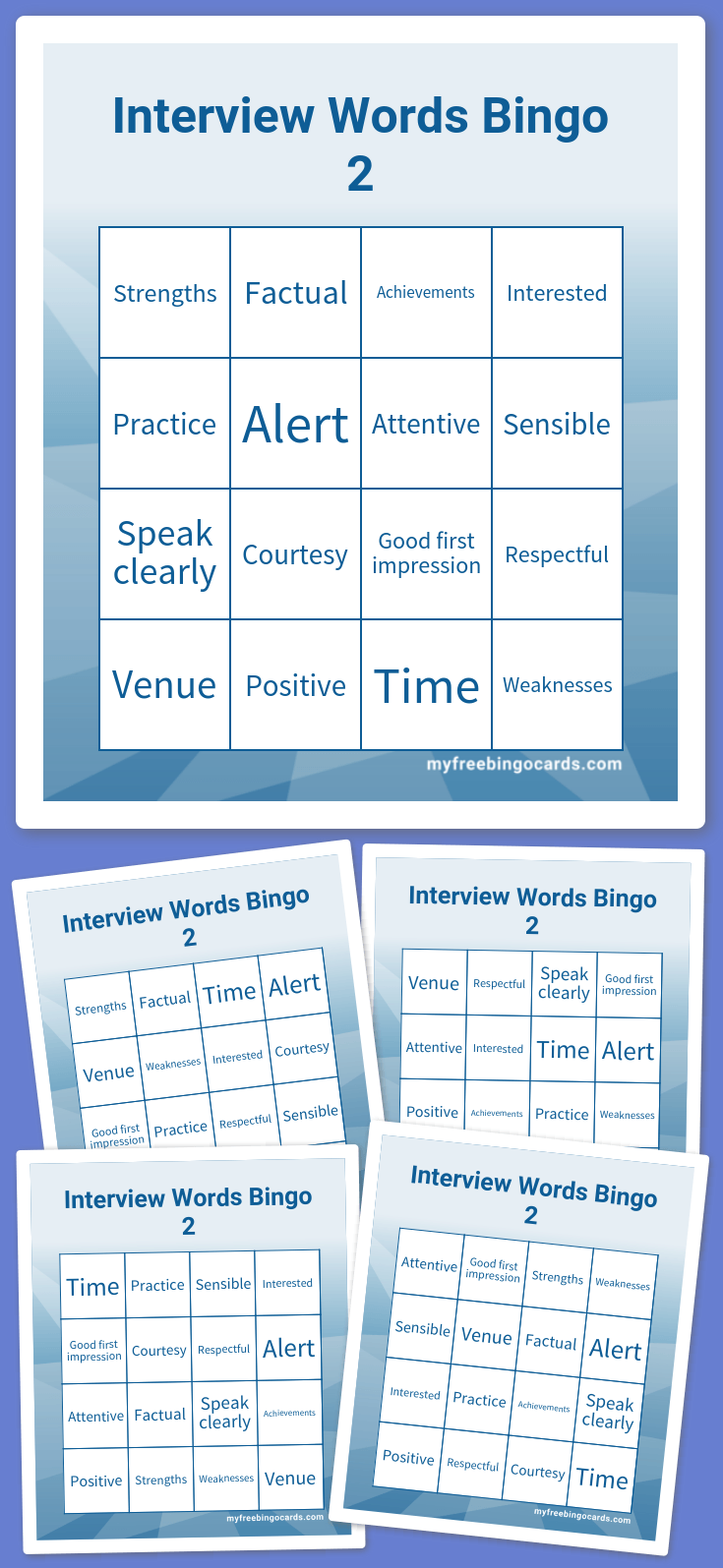 Virtual Interview Words Bingo 2