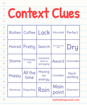Context Clues Bingo