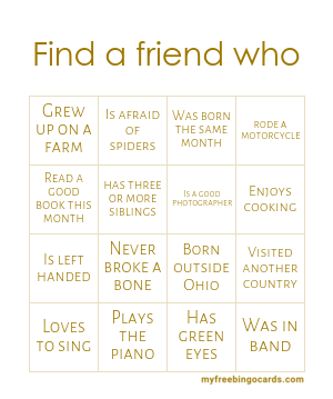 Find a friend who Bingo