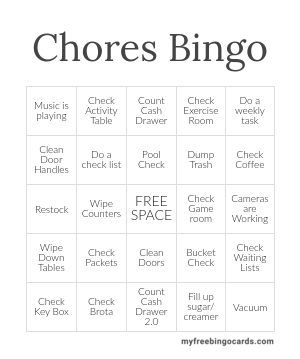 Chores Bingo