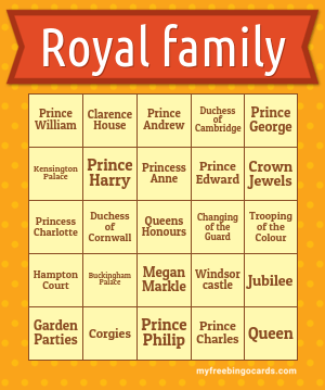 Royal family Bingo