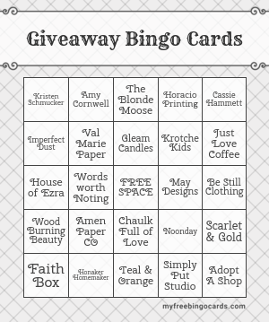 Giveaway Bingo Cards