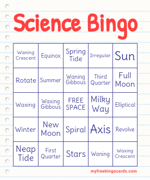 Print 100+ Science Bingo Cards
