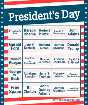 Print 100+ President's Day Bingo Cards