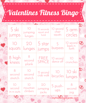 Print 100+ Valentines Fitness Bingo Cards