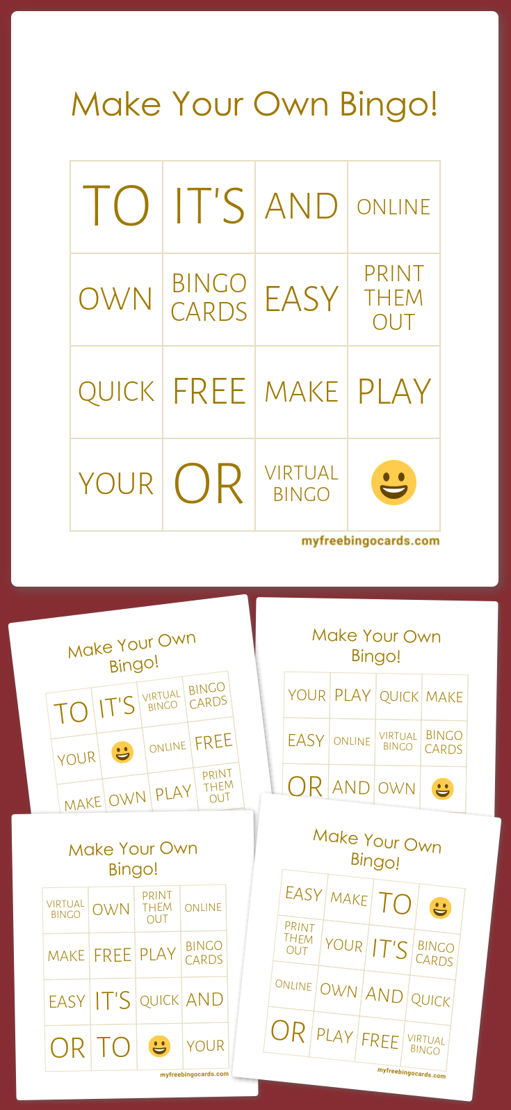Virtual Make Your Own Bingo!
