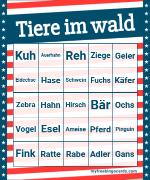 Tiere im wald Bingo
