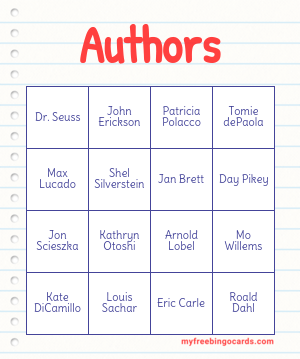 Authors Bingo