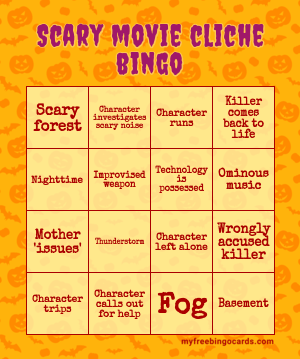 Scary movie cliche bingo