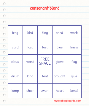 consonant blend bingo