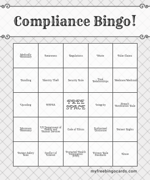 Print 100+ Compliance Bingo! Cards