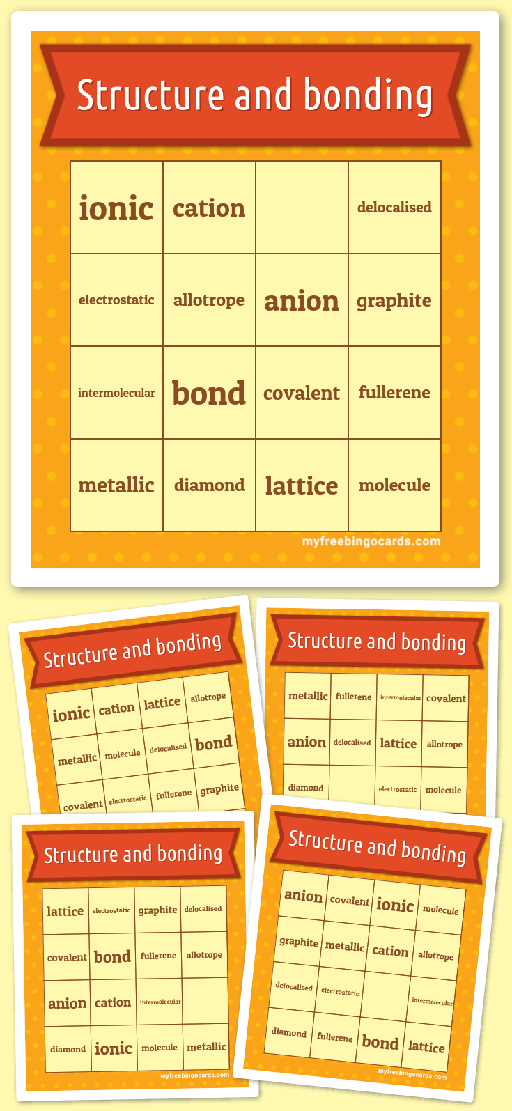 Virtual Structure and bonding Bingo