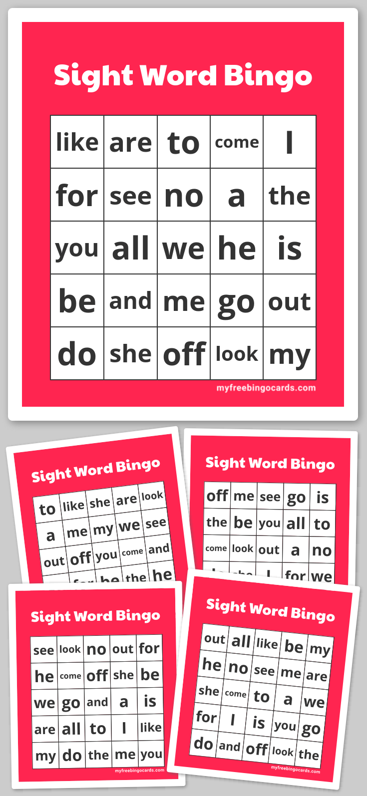 Virtual Sight Word Bingo