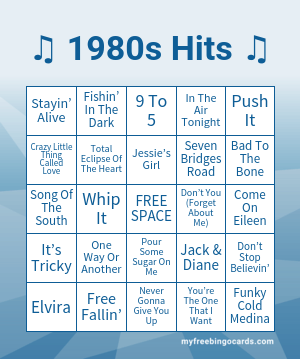 1980s Hits ♫ Bingo