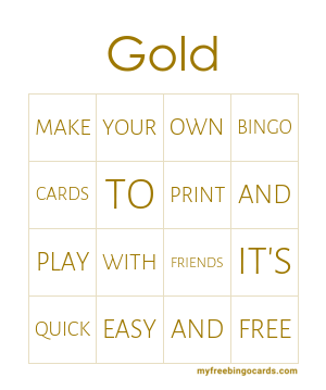 Print 100+ Gold Bingo Cards