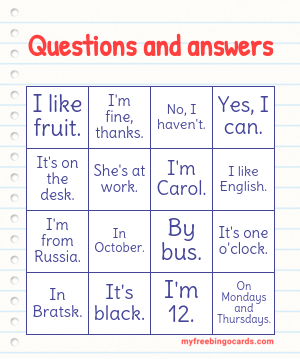 Questions and answers Bingo