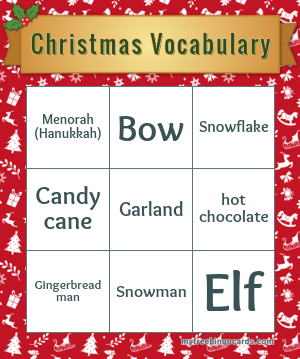 Christmas Vocabulary Bingo