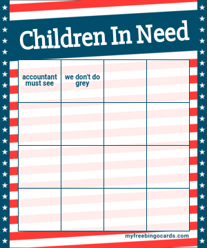 Print 100+ Children In Need Bingo Cards