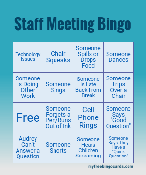 Staff Meeting Bingo