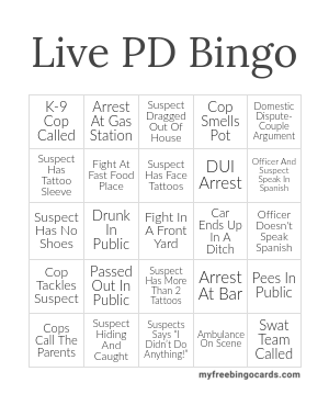 Live PD Bingo