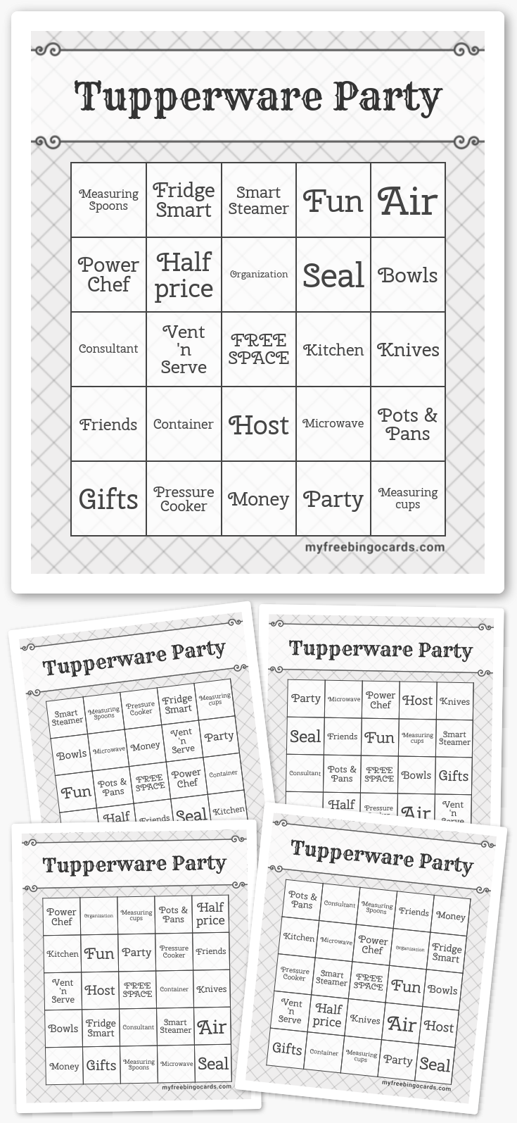 Virtual Tupperware Party Bingo