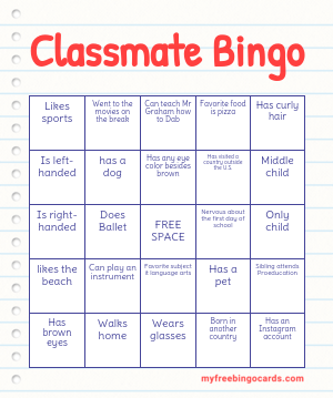 Classmate Bingo