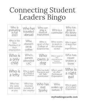 Connecting Student Leaders Bingo