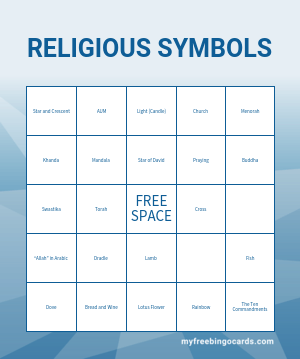 PRINT 100+ RELIGIOUS SYMBOLS BINGO CARDS