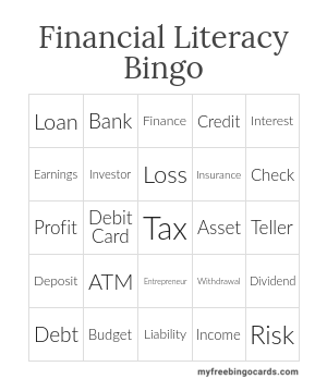 Financial Literacy Bingo