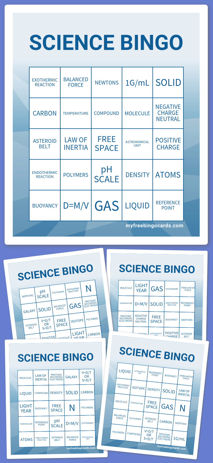 Virtual SCIENCE BINGO