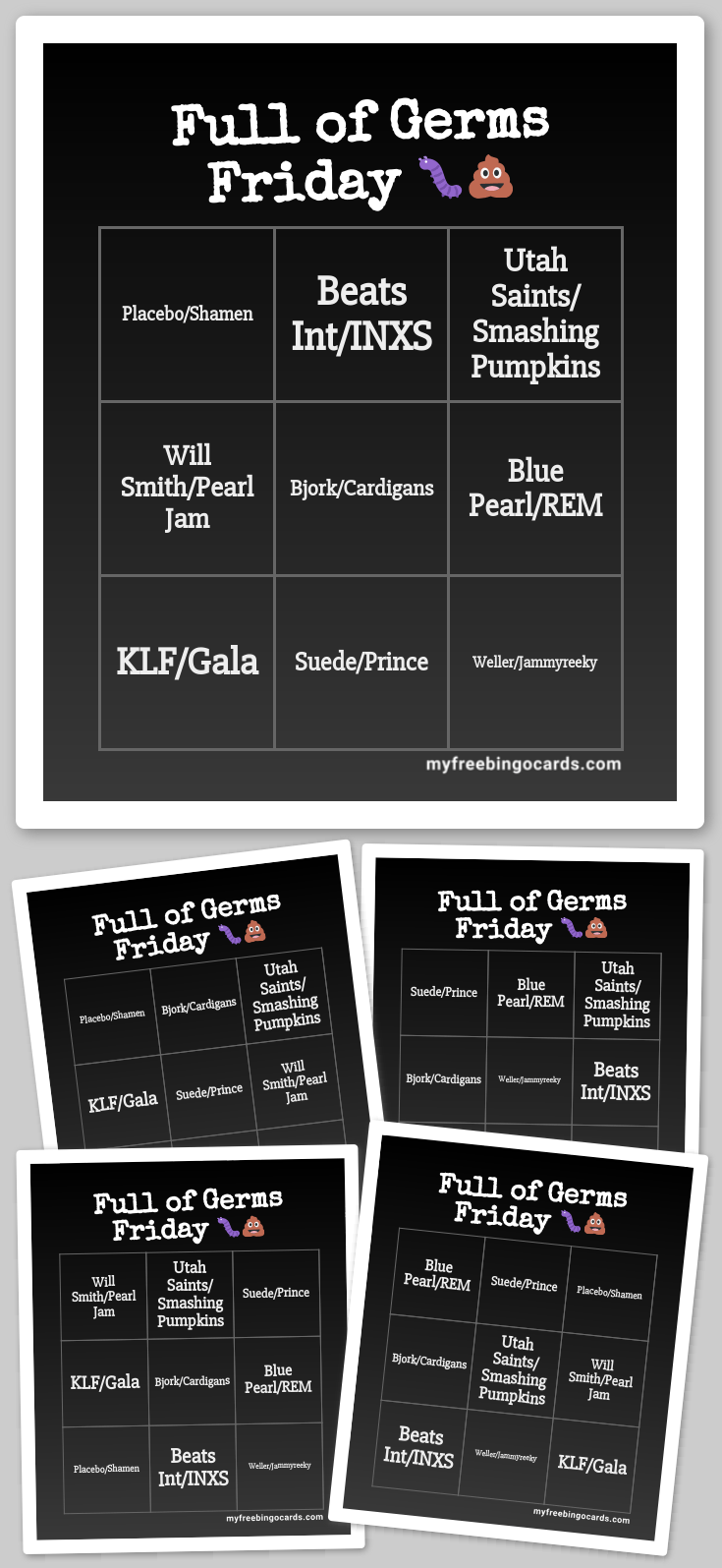 Virtual Full of Germs Friday 🐛💩 Bingo